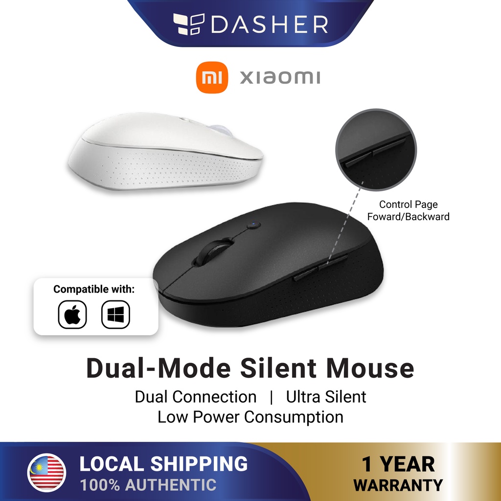 Xiaomi Mi Dual Mode Wireless Mouse Silent Edition Bluetooth 2.4gHz ...