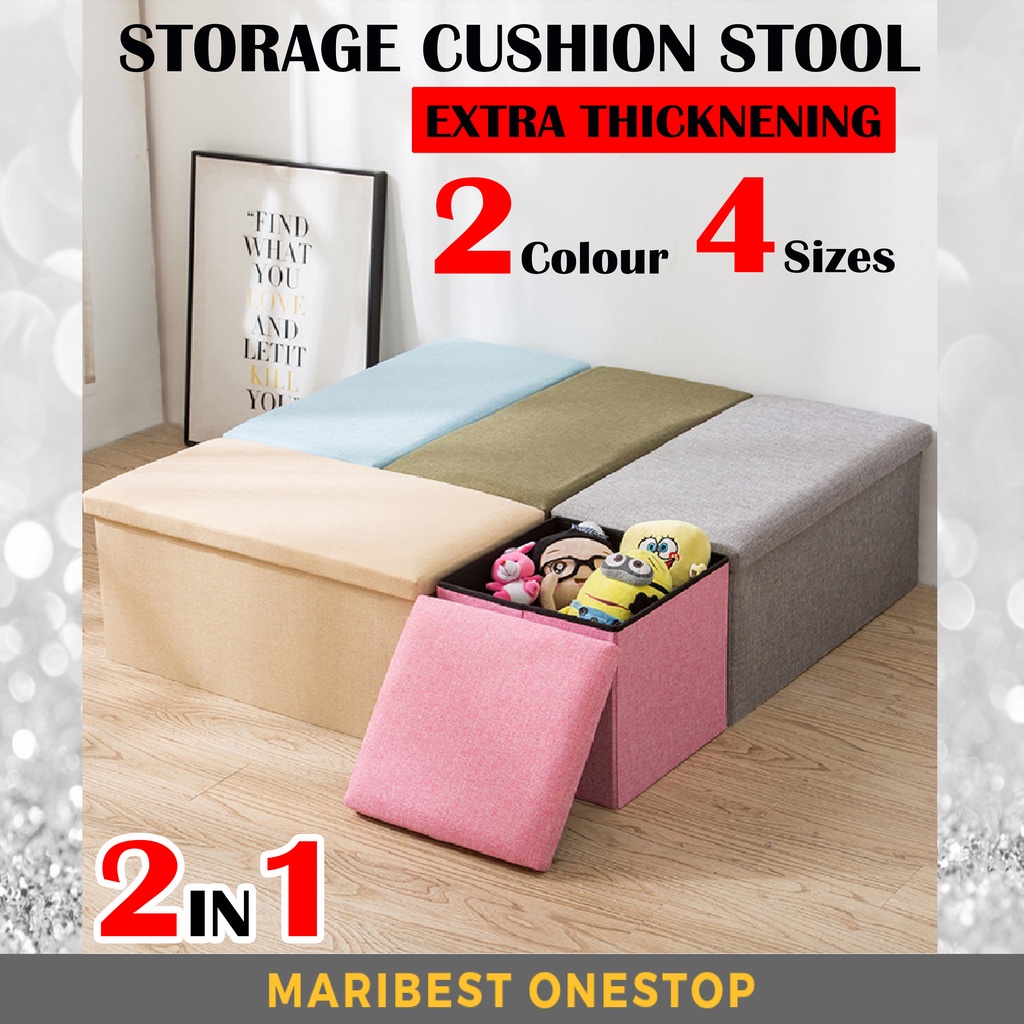 Foldable Storage Stool Fabric Storage Box Sofa Footrest Foot Stool Seat ...