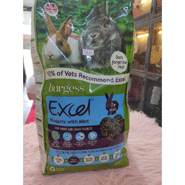 Burgess Excel Nuggets with Mint for junior and dwarf rabbits 2kg ...