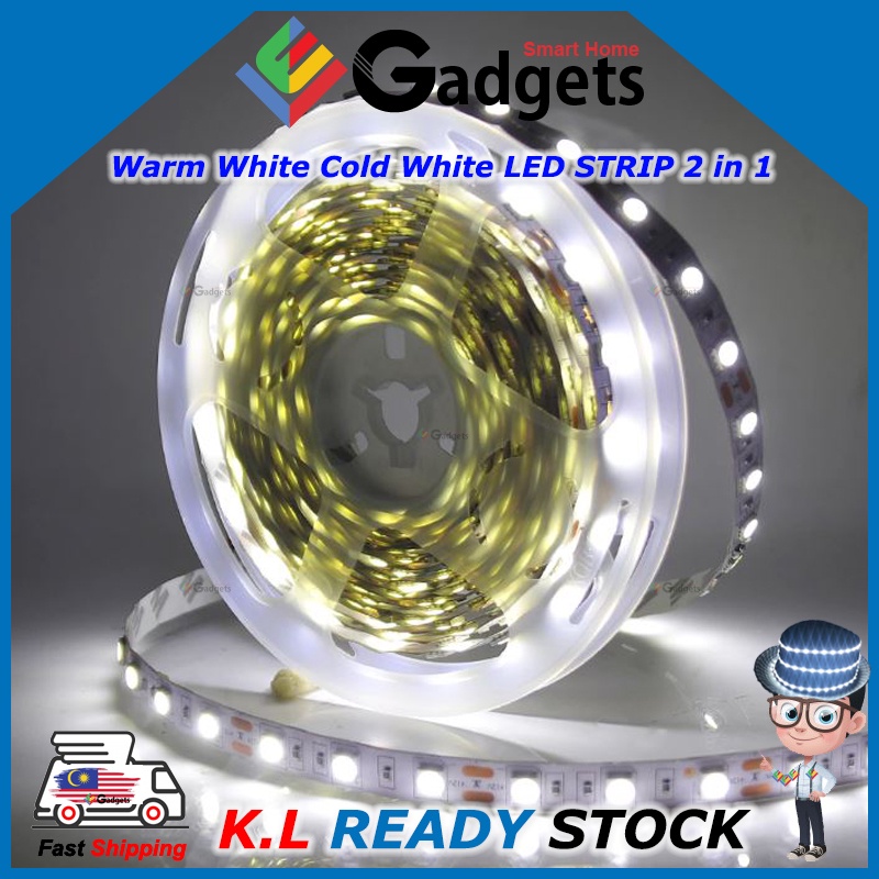 LED Strip Warm White & Cool White CW WW 2 in 1 Chip 5050 DC-12V 60 / ...