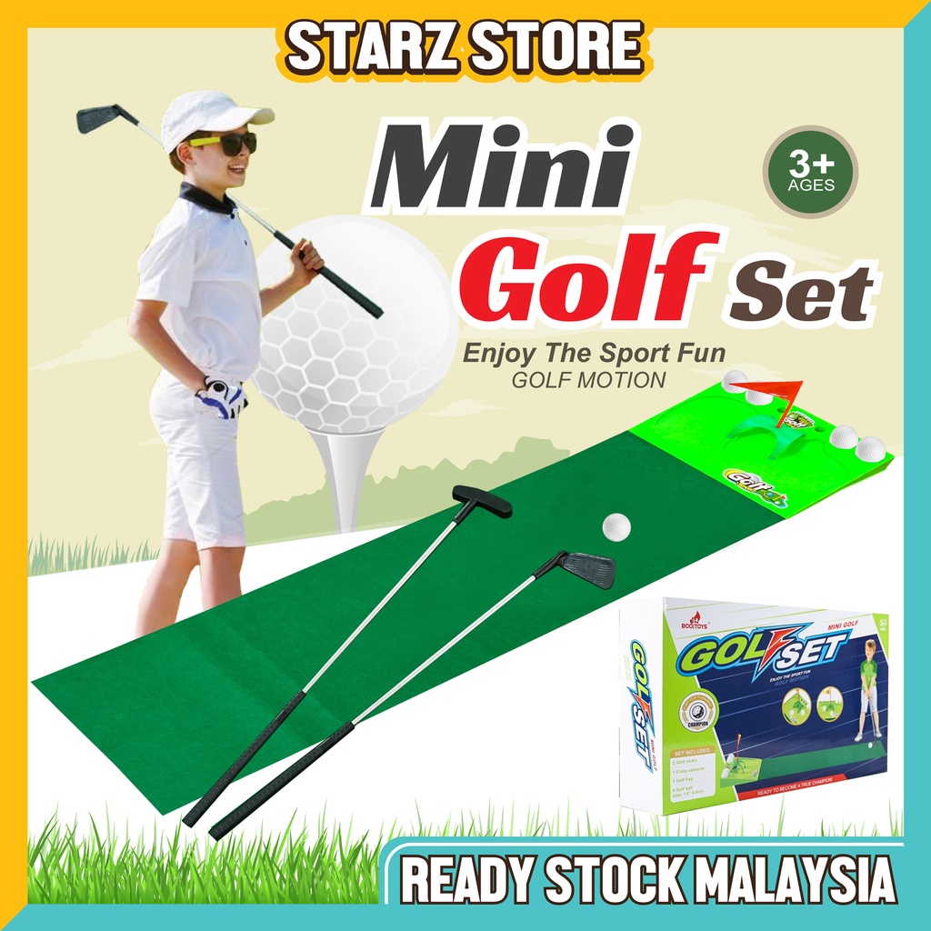 Kids Mini Golf Toy Set Bowling Set Tournament With 4 Balls And 2 Clubs ...