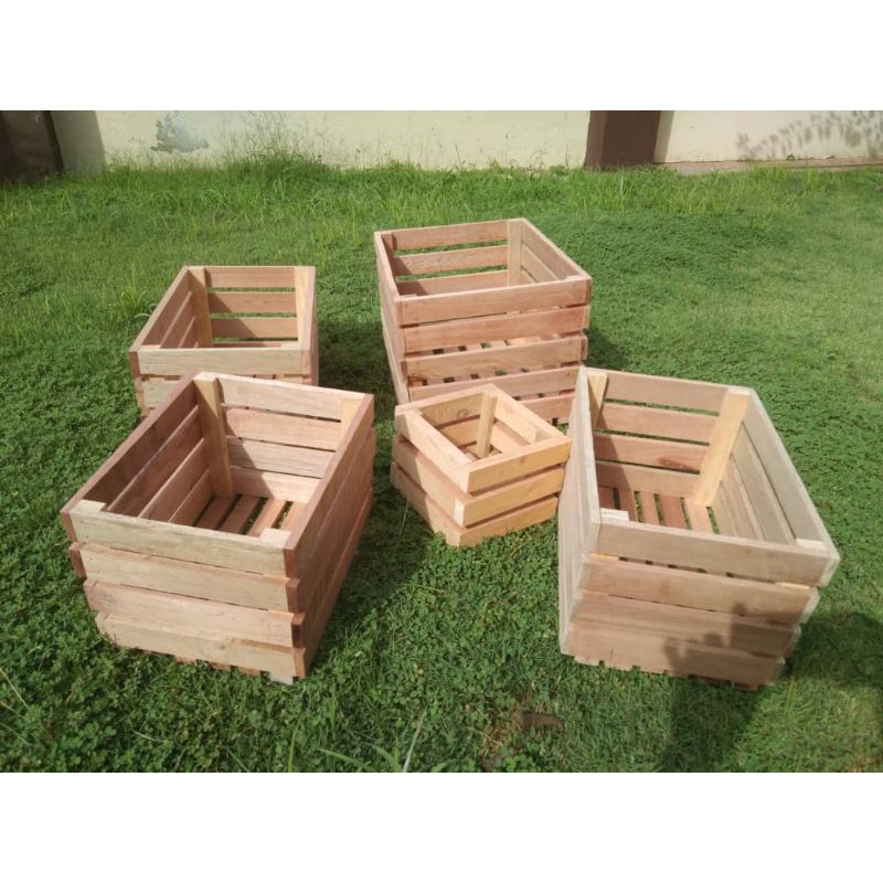 CRATES BOX / WOODEN STORAGE BOX / KOTAK KAYU / VASE / DECORATION BOX ...
