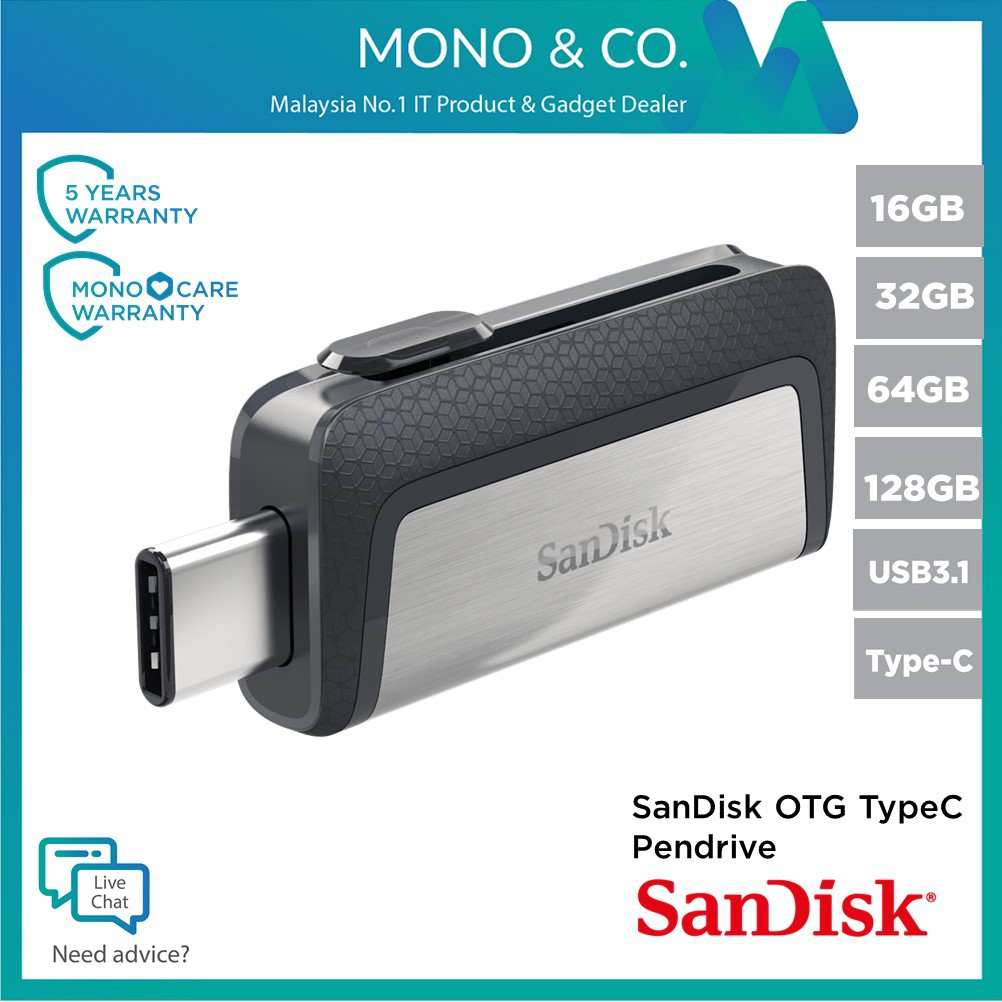 Sandisk OTG Type C 128GB / 64GB / 32GB / 16GB Type-C OTG USB 3.1 ...