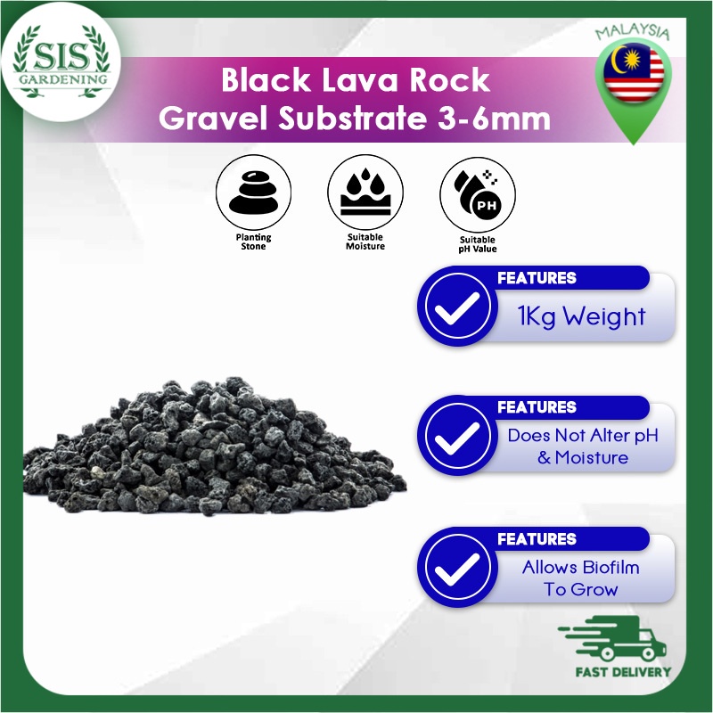 1KG Black Lava Rock Gravel Substrate 3-6mm 1KG（黑火山石 3-6mm 1KG ...