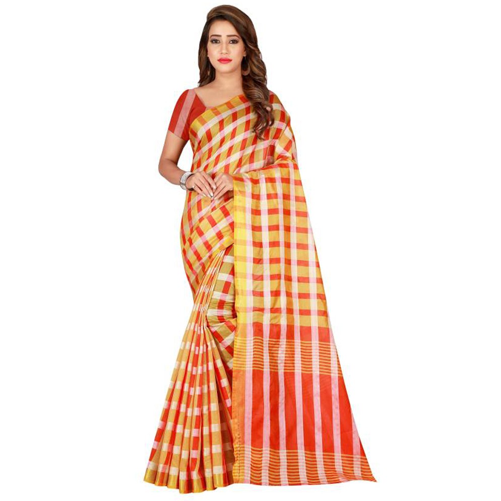 White Checks Pink Saree | Shopee Malaysia
