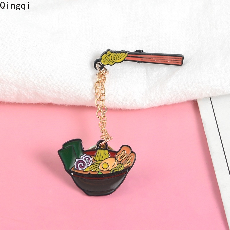 Cartoon Japanese Noodles Ramen Enamel Pin Cute Bowl Brooch Collar Chain ...