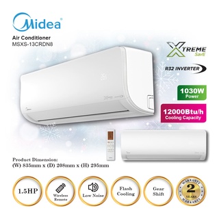 Midea AirCond 1HP/1.5HP/2.0HP R32 Xtreme SavE Inverter Air Conditioner (MSXS-10CRDN8 , MSXS ...