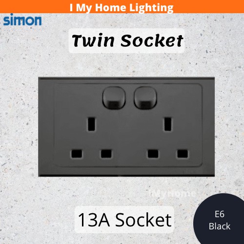 SIRIM Simon E6 Series Electric Wall Switch Socket Matt Black Modern ...