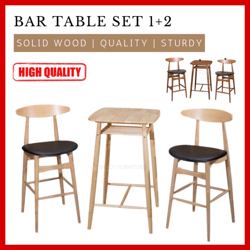 FLORA H29" Solidwood Bar Table Bar Stool Chair Dining Table Meja Makan ...