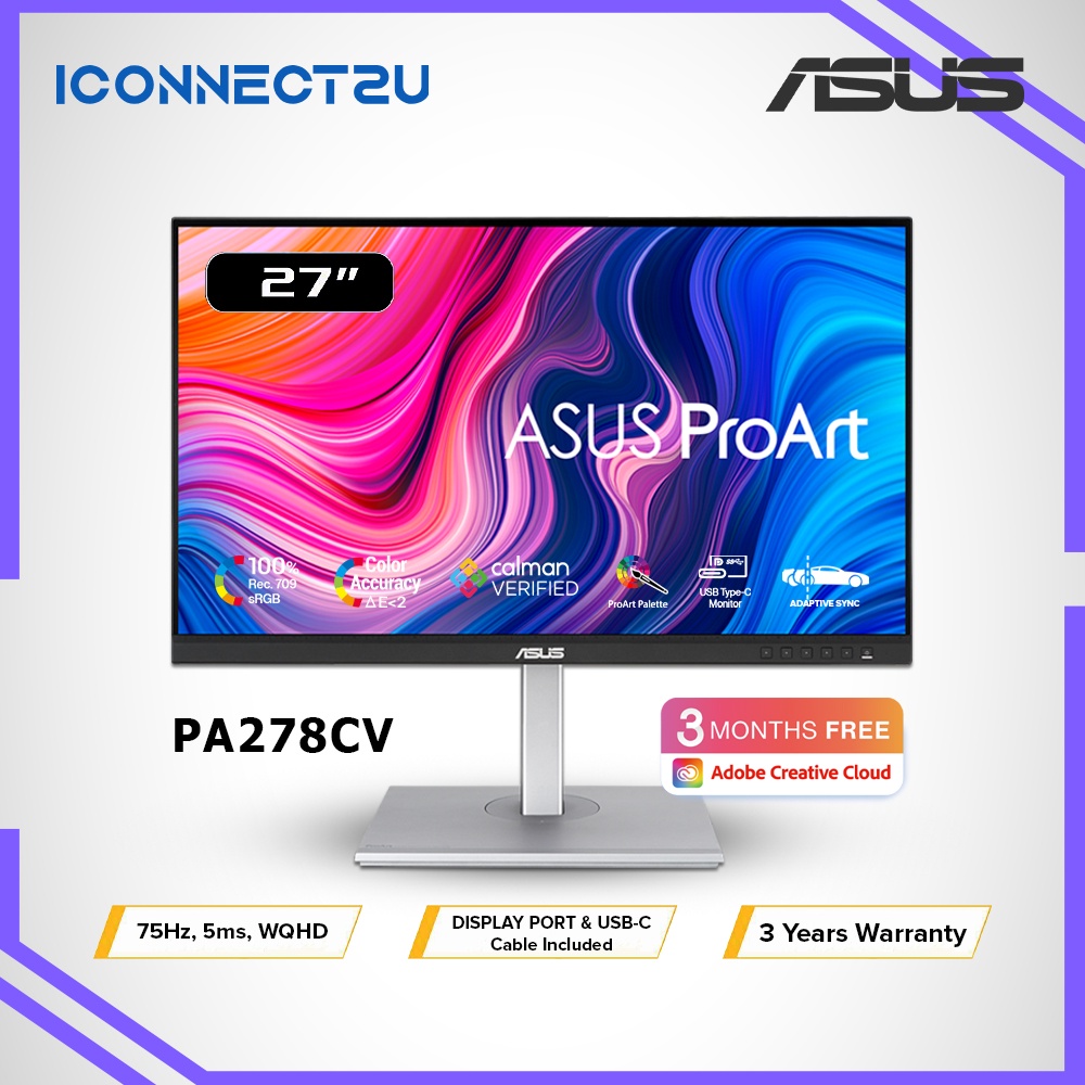 Asus ProArt Display 27" PA278CV WQHD IPS 70Hz Adaptive SyncDaisy Chain ...