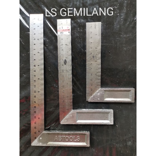 LS GEMILANG TEBAL / THICK STAINLESS STEEL L Square Angle Ruler Pembaris ...