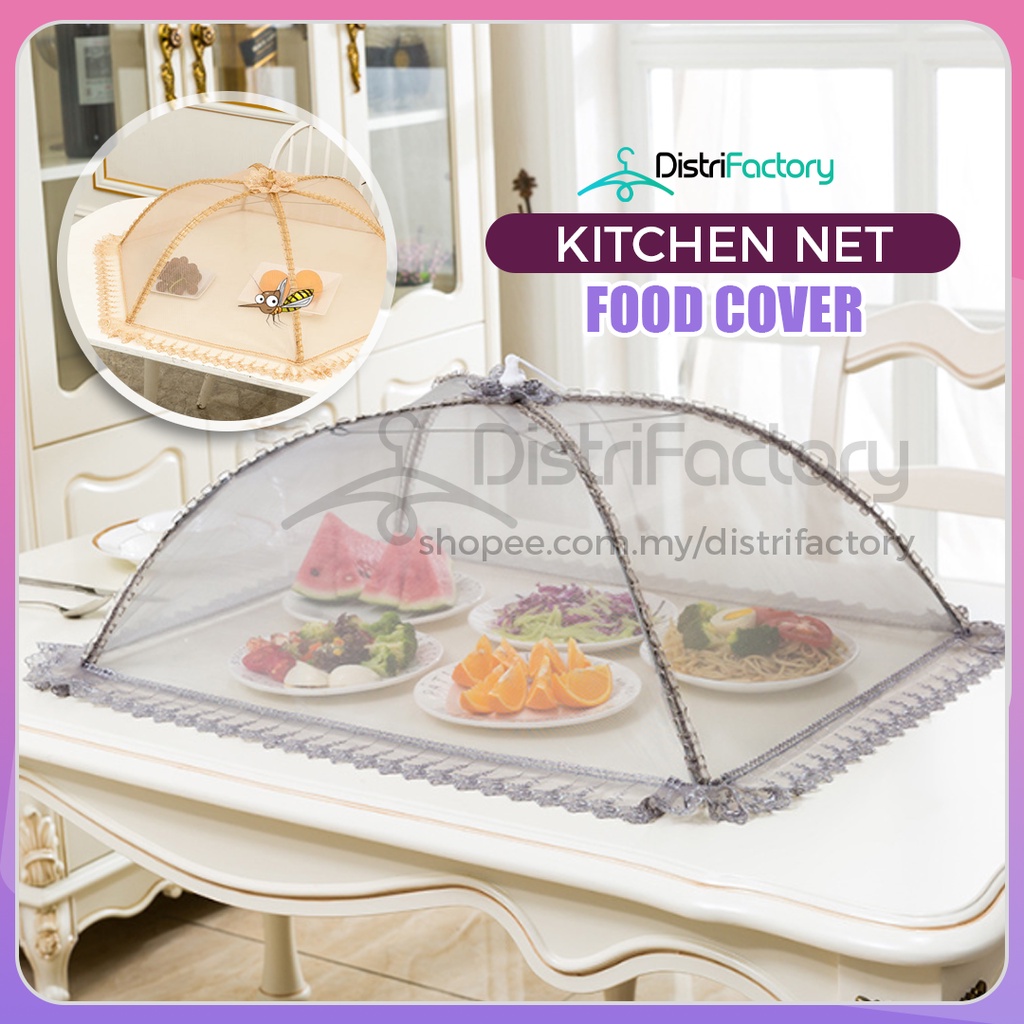Dishes Cover Foldable Food Cover Umbrella Design Mesh Lace Tudung Saji ...