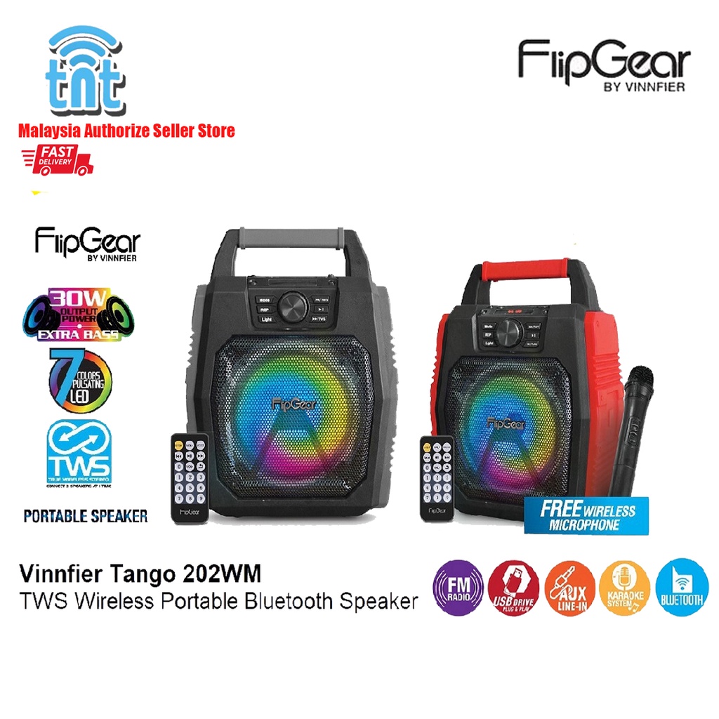 Vinnfier FlipGear Tango 202 wm TWS Wireless Portable Bluetooth Speaker with USB drive,AUX Line ...