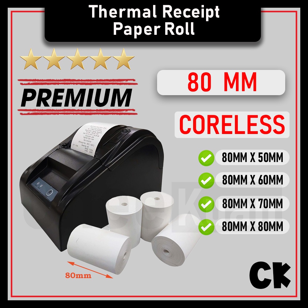 80mm Thermal Paper Coreless Rolls Thermal Receipt Paper Roll Kertas ...