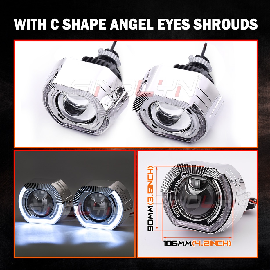 85W Bi LED Angel Eyes Projector LED Auxiliary Lights H7 H4 H1 9005 9006 ...