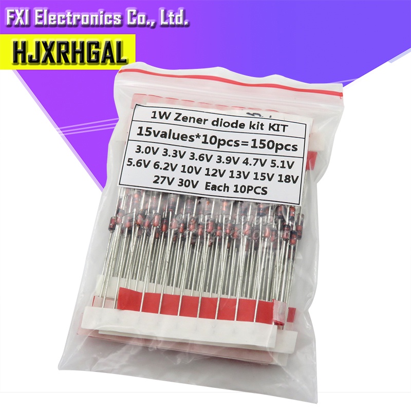 150pcs 1W Zener diode kit DO-41 15values*10pcs 3V-30V component diy kit ...