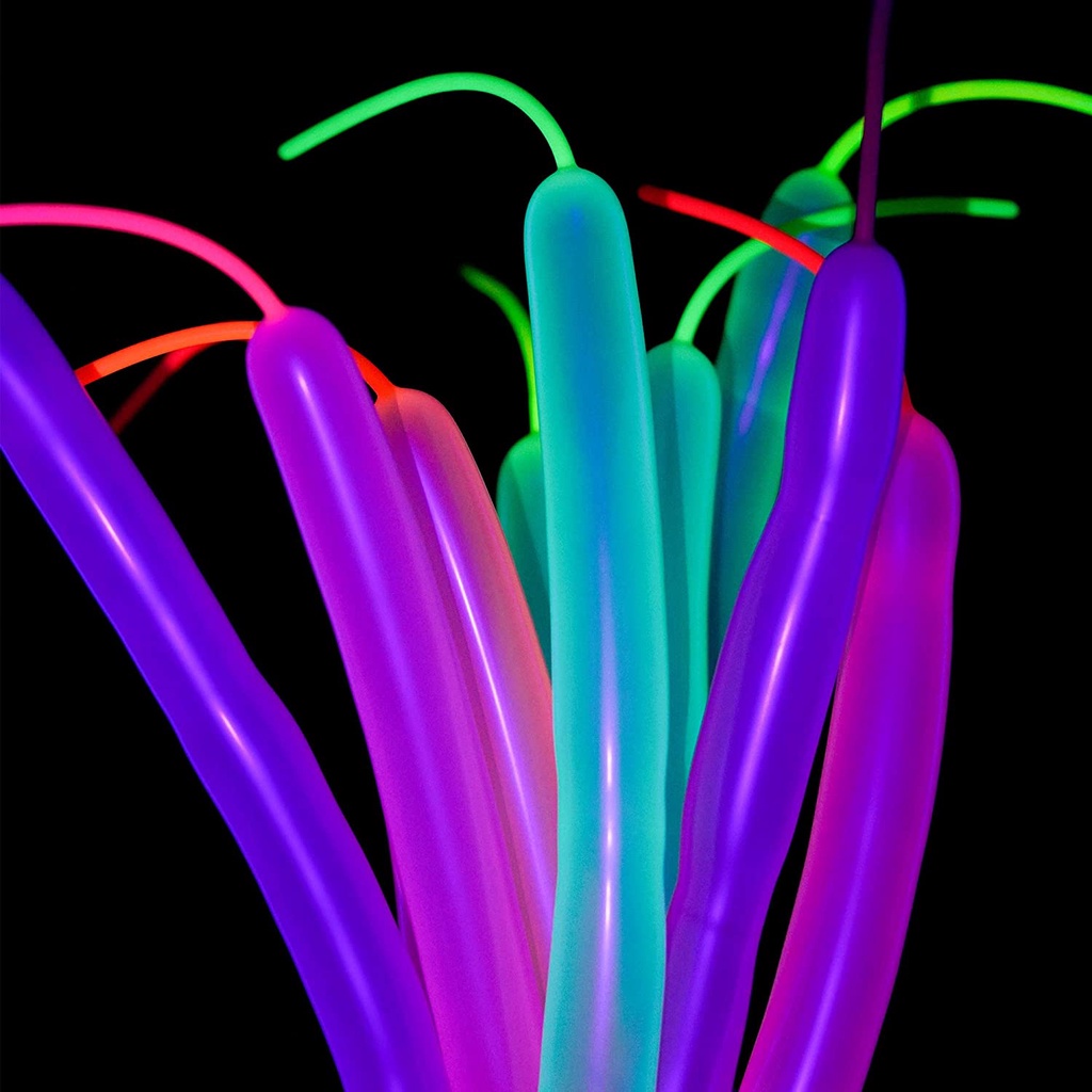 30/100pcs Neon Glow Long Balloons UV Reactive Fluorescent Balloons ...