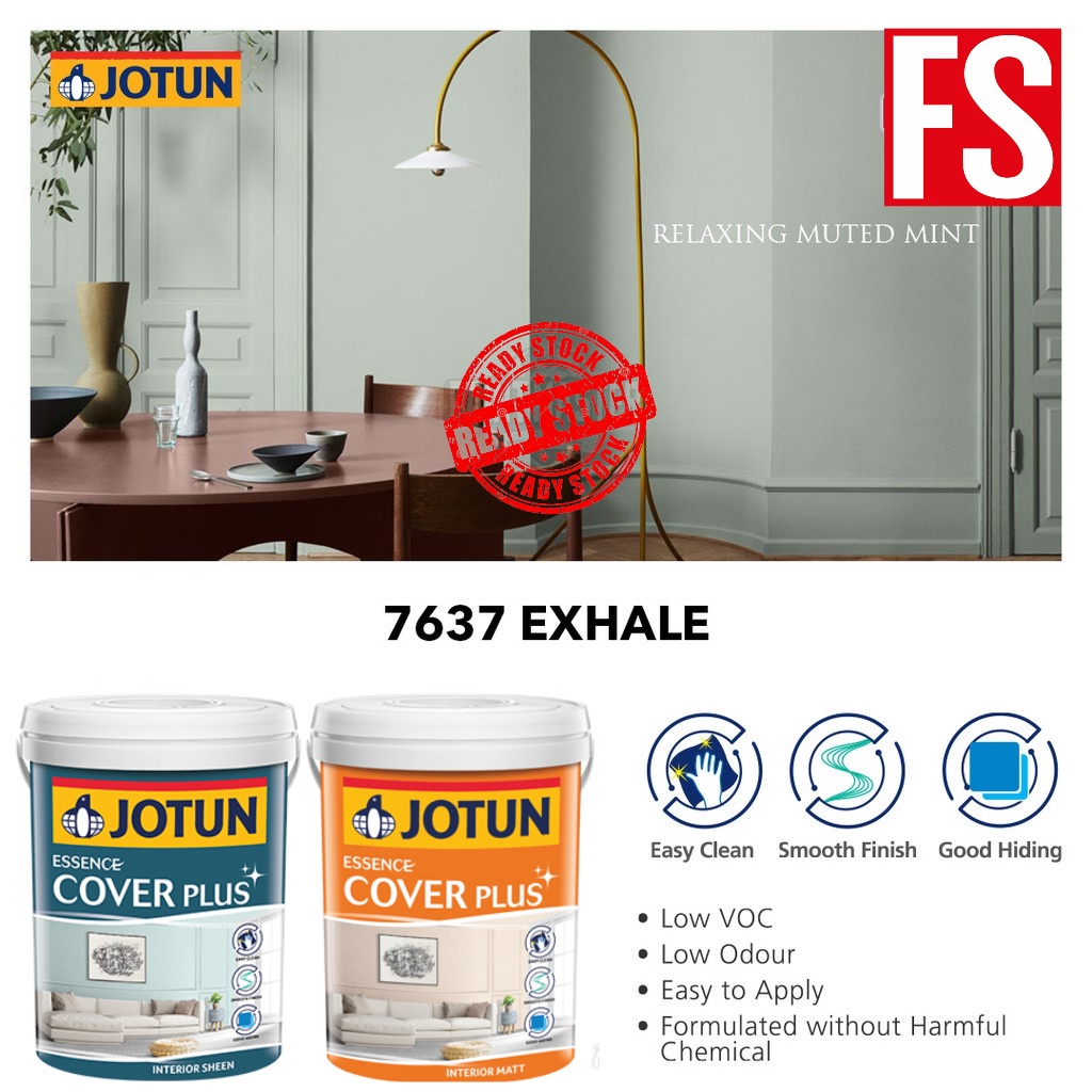 1L JOTUN ESSENCE COVER PLUS - 7637 EXHALE - Sheen/Matt Finishing Interior Paint | Shopee Malaysia