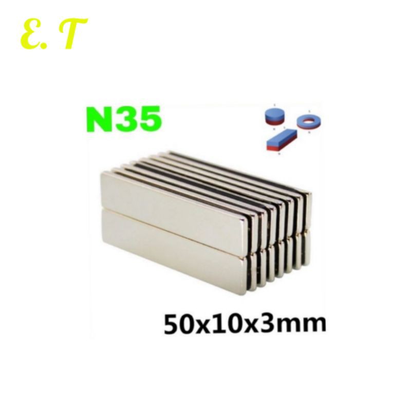1pcs Strong 50x10x3mm N35 Super Kuat Cuboid Block Strip Rare Earth ...