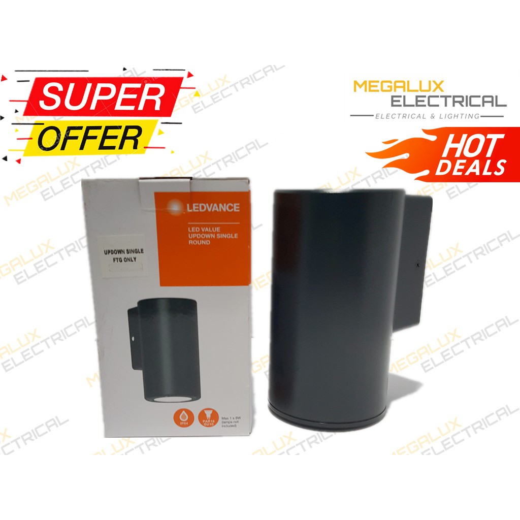 [GU-10] OSRAM LEDVANCE WALL LAMP [ROUND] BLACK SINGLE LAMP FITTING ...