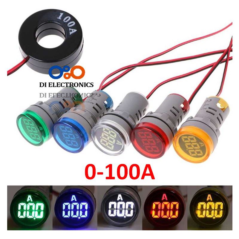 22mm Pilot Lamp Round Ampere Meter Digital LED Display Current ...