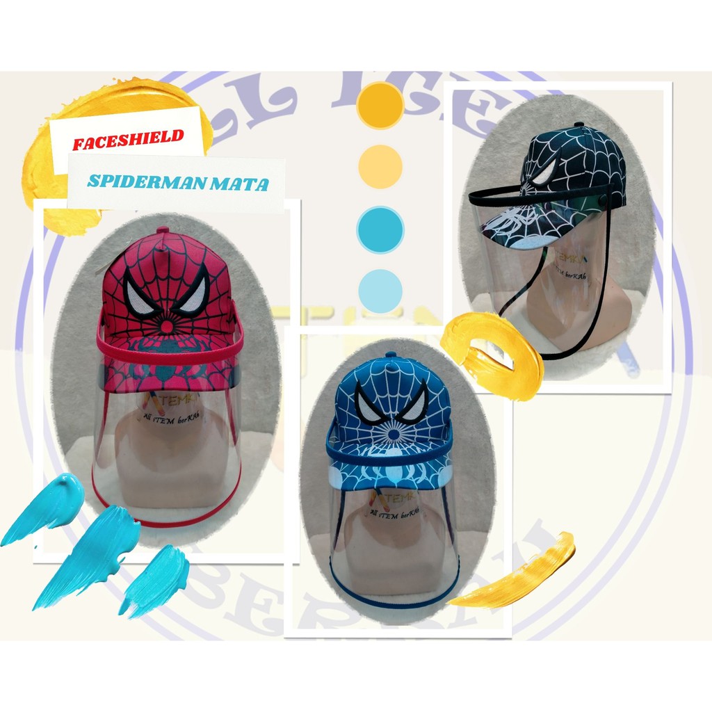 x7SV Spiderman Eyes Embroidery Children 's Face Shield Hats / Spiderman ...