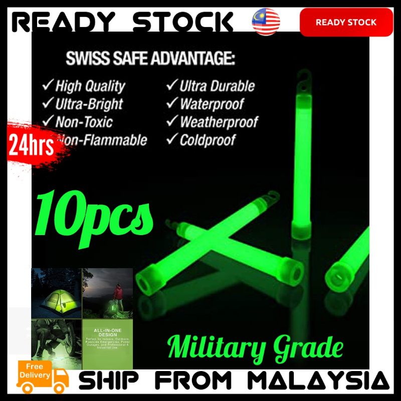 10pcs x 6inch Military Industrial Grade Glow Sticks Light Stick Party ...
