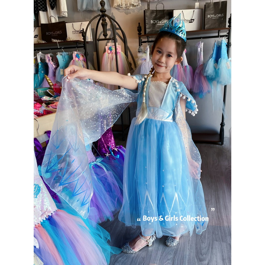 83258 Frozen 2 Elsa Snow Queen Cape Dress (Free Gift) | Shopee Malaysia