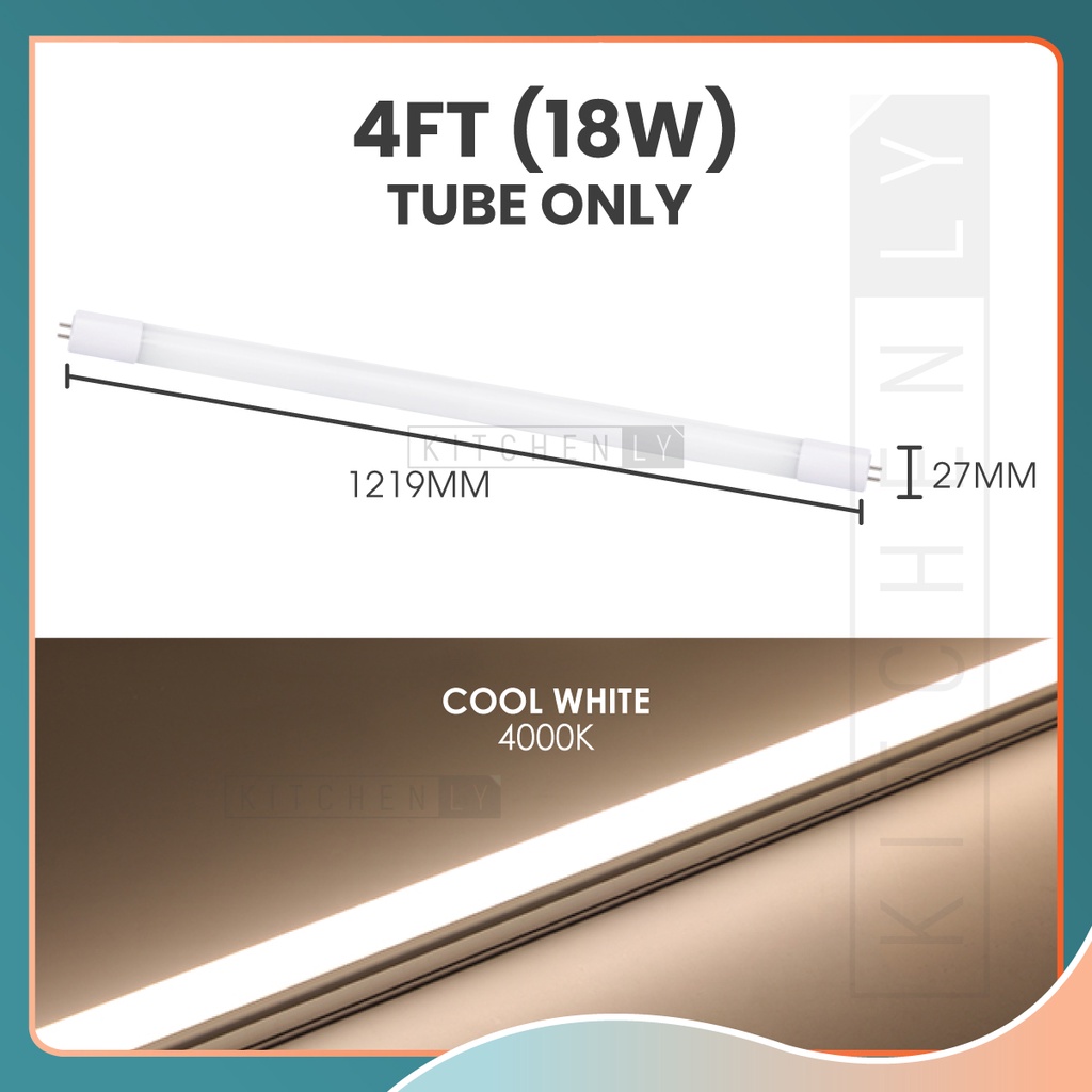 KLY_ LED Fluorescent T8 4Ft Set Light Lampu Kalimantang Panjang Casing ...
