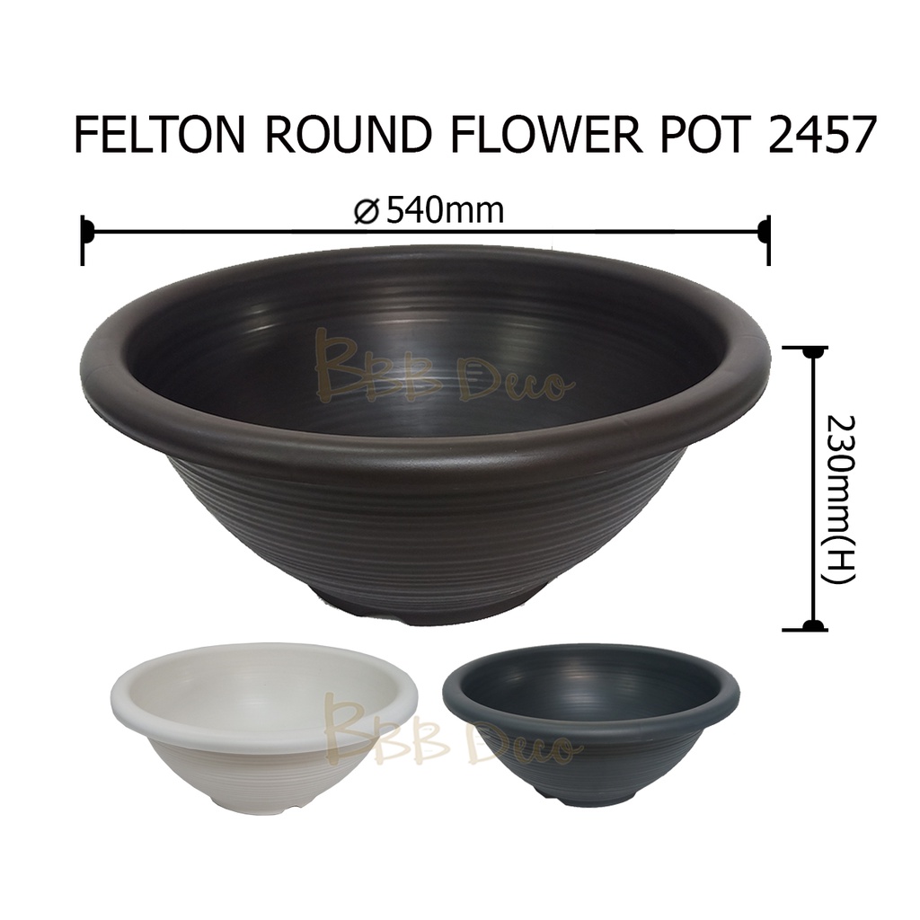 FELTON ROUND FLOWER POT 2457 /PASU BUNGA BULAT PLASTIC 2457_FOR INDOOR ...