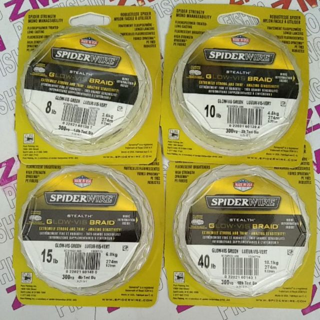 300yards Spiderwire Stealth Braid GLOW-VIS GREEN Braid / Tali Benang ...