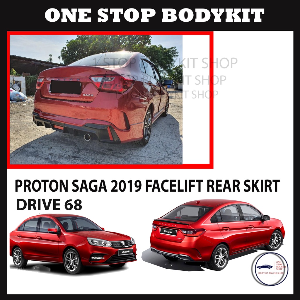PROTON SAGA 2019 FACELIFT REAR SKIRT WITH 2 PCS EXHAUST & PIPE PU ...