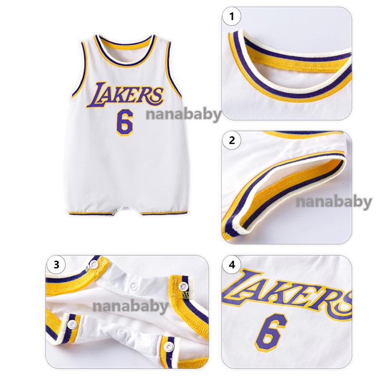 Basketball Them Romper Baby Boy Lakers No.6 Jersey Baby Romper for Boys ...