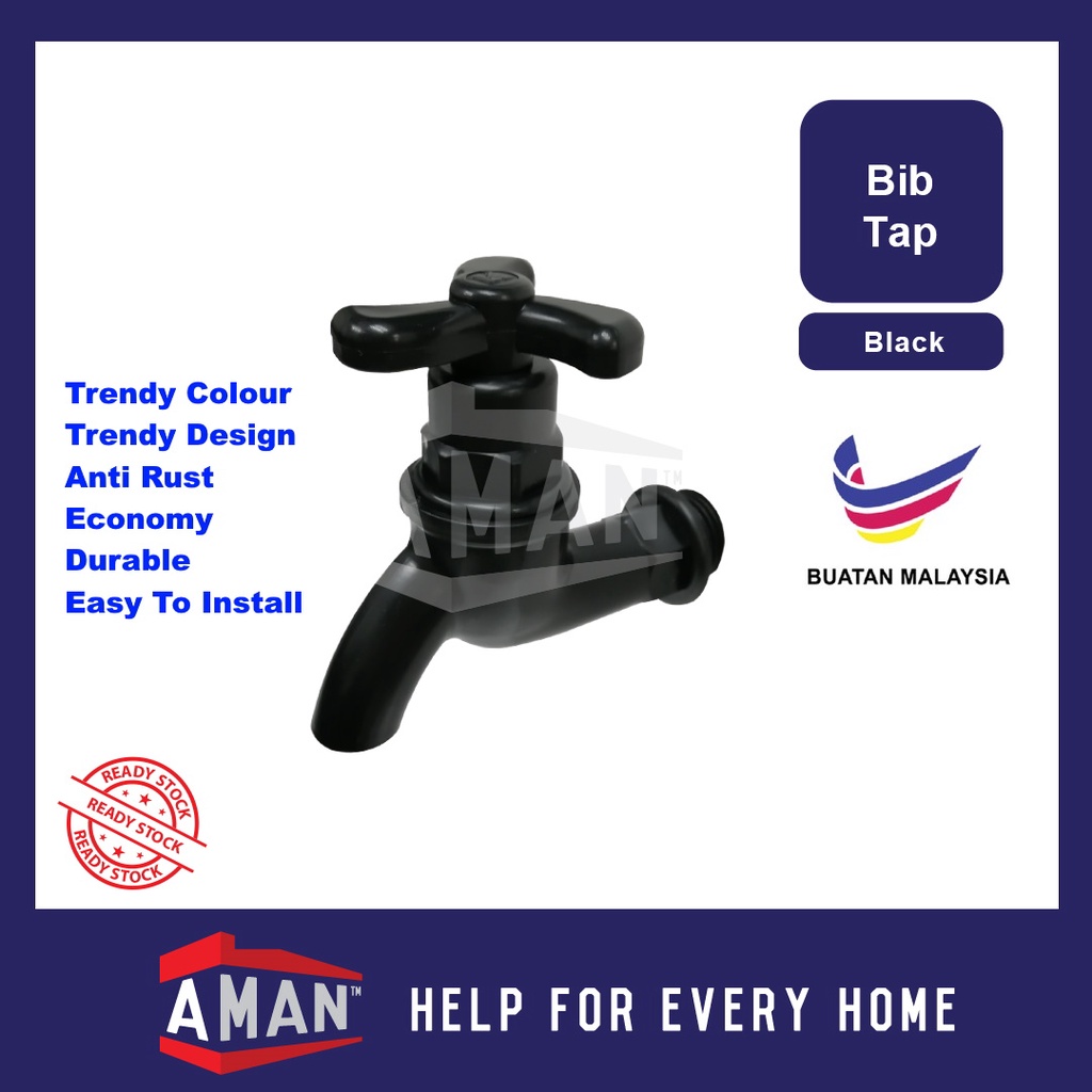 1/2" PVC Bib Water Tap Kitchen & Bathroom Sink Faucet Kepala Paip ...