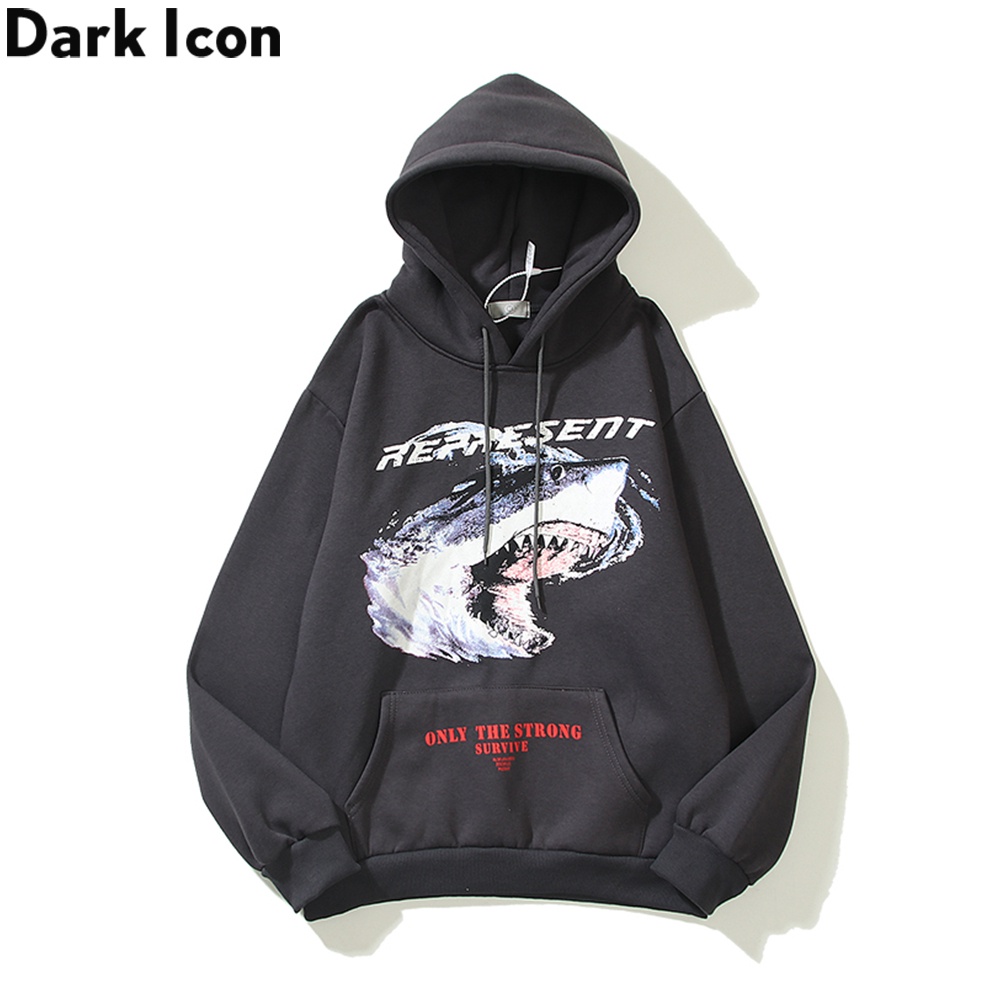 High Street Rep Washed Shark Hoodie Great White Casual Loose hooded Men ...