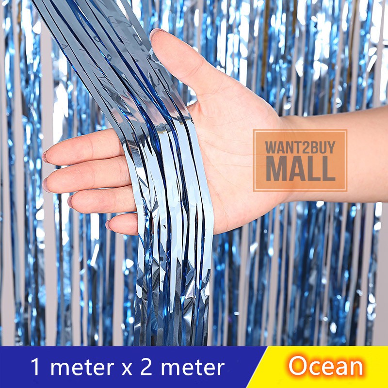 🇲🇾 🏆 Foil Rain Curtain Metallic Birthday Wedding Balloon Festival Wall ...