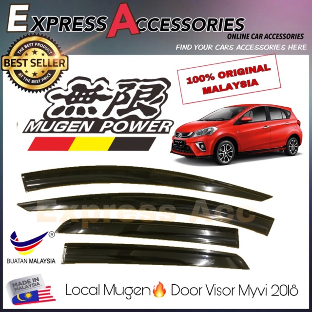 🔥MUGEN POWER🔥LOCAL MYVI 2018 DOOR VISOR (MYVI WORDING) BUATAN MALAYSIA ...