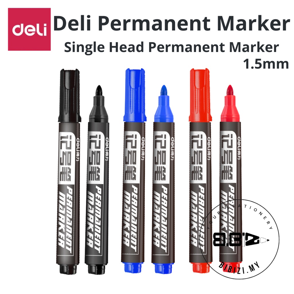 Deli Permanent Marker 1.5mm Sign Marker Dry Fast Black/Blue/Red 马克笔 记号笔 ...