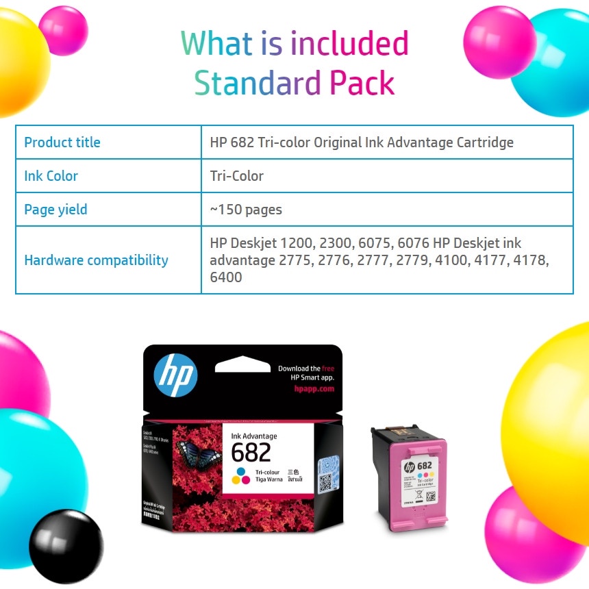 HP 682 Original Ink Advantage Cartridge | Shopee Malaysia