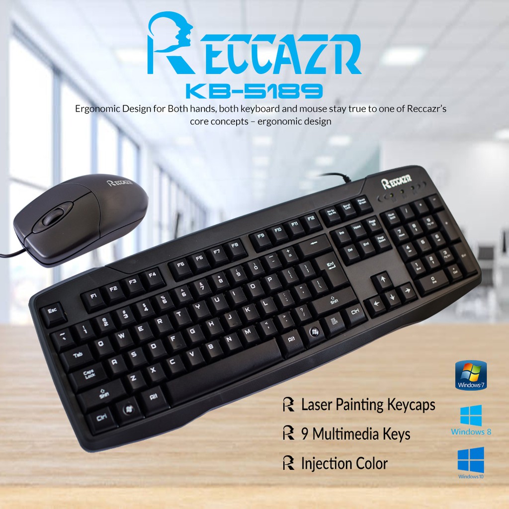 Reccazr Kb 5189 Keyboard Full Set Combo Wired Keyboard And Mouse Support Win 7 8 10 Shopee