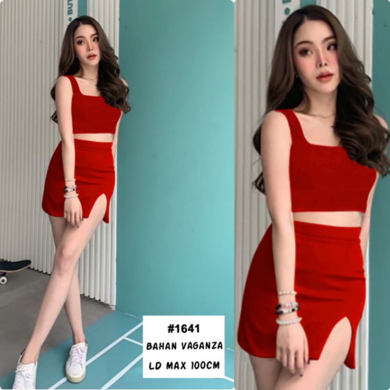 1641 RB Scuba Tank Top Mini Skirt Suit | Shopee Malaysia