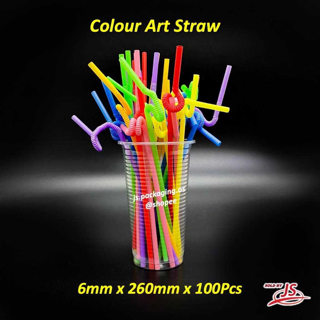 Flexible Straw Art Straw Colorful Party Disposable Drinking Straws Big ...