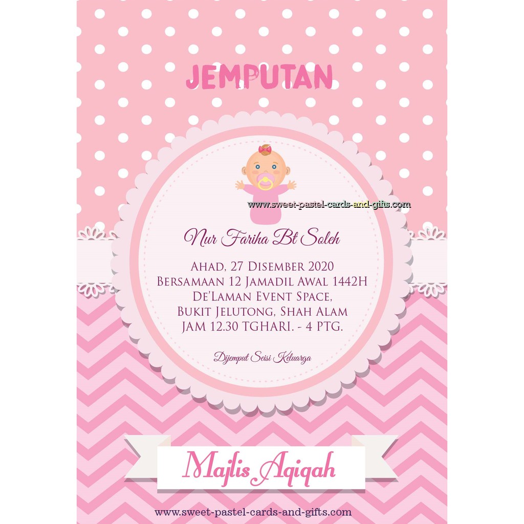 STICKER DOOR GIFT IKUT DESIGN KAD AQIQAH GIRL (DESIGN 17-24) Saiz:4/5 ...