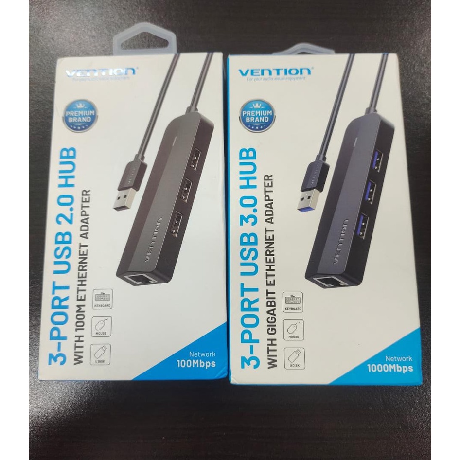 Vention 3-PORT USB 3.0 2.0 HUB with Gigabit / 100M Ethernet Adapter 100 ...