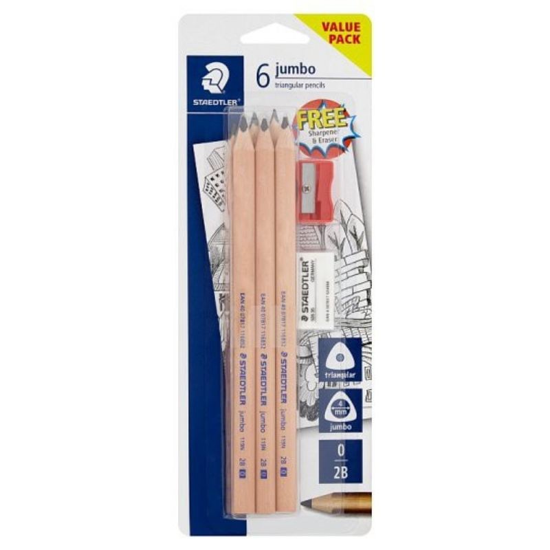 STAEDTLER 2B JUMBO TRIANGULAR PENCILS ( 6'S ) | Shopee Malaysia