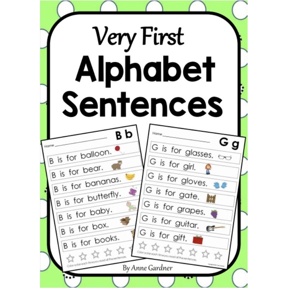 Very First Alphabet Sentence Kindergarten Preschool Worksheet 🌻[003 ...