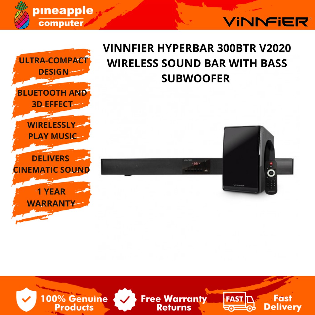Vinnfier Hyperbar 300BTR V2020 Wireless Sound Bar With Bass Subwoofer ...