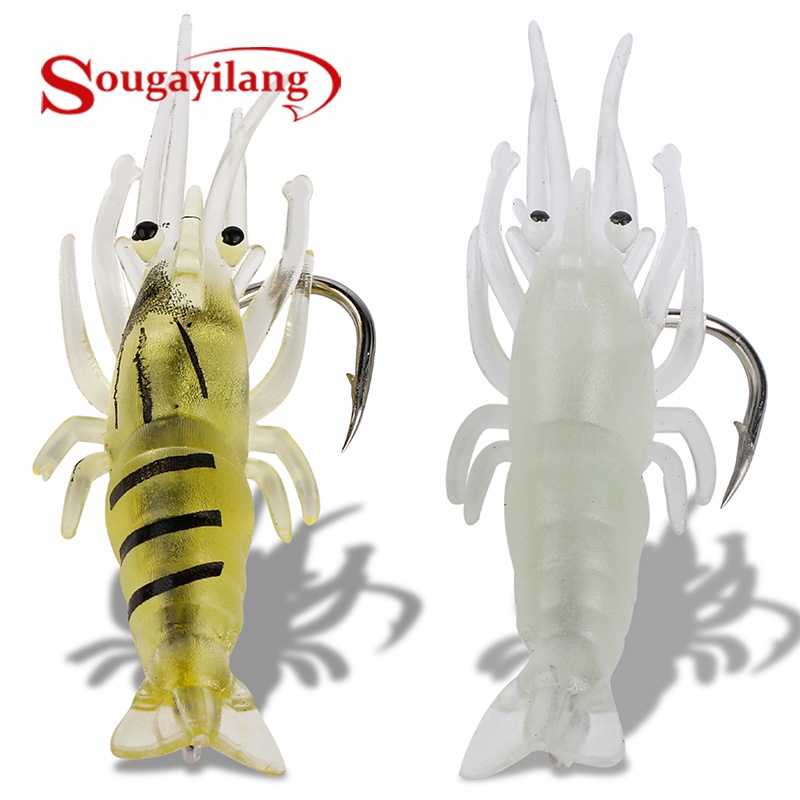 Sougayilang Fishing Lure Fishing Bait 1pc Shrimp Soft Fishing Lure 5cm/1.5g Luminous Plastic ...