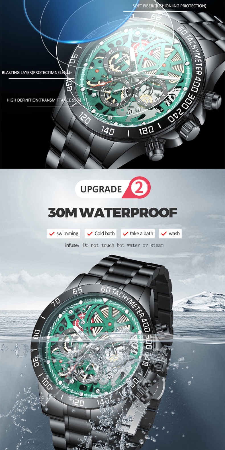 ZUNPAI Jam Tangan Lelaki Original Waterproof Stainless Steel Sports Men ...