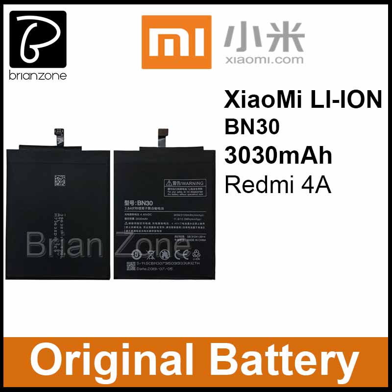 Premium Original Quality XIAOMI LI-ION BN30 3030mAh Xiaomi Redmi 4A OEM ...